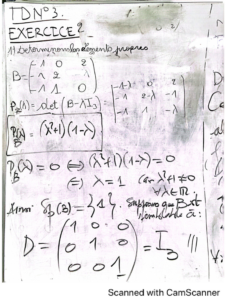 Exercice 2 TD 3 Algèbre | PDF