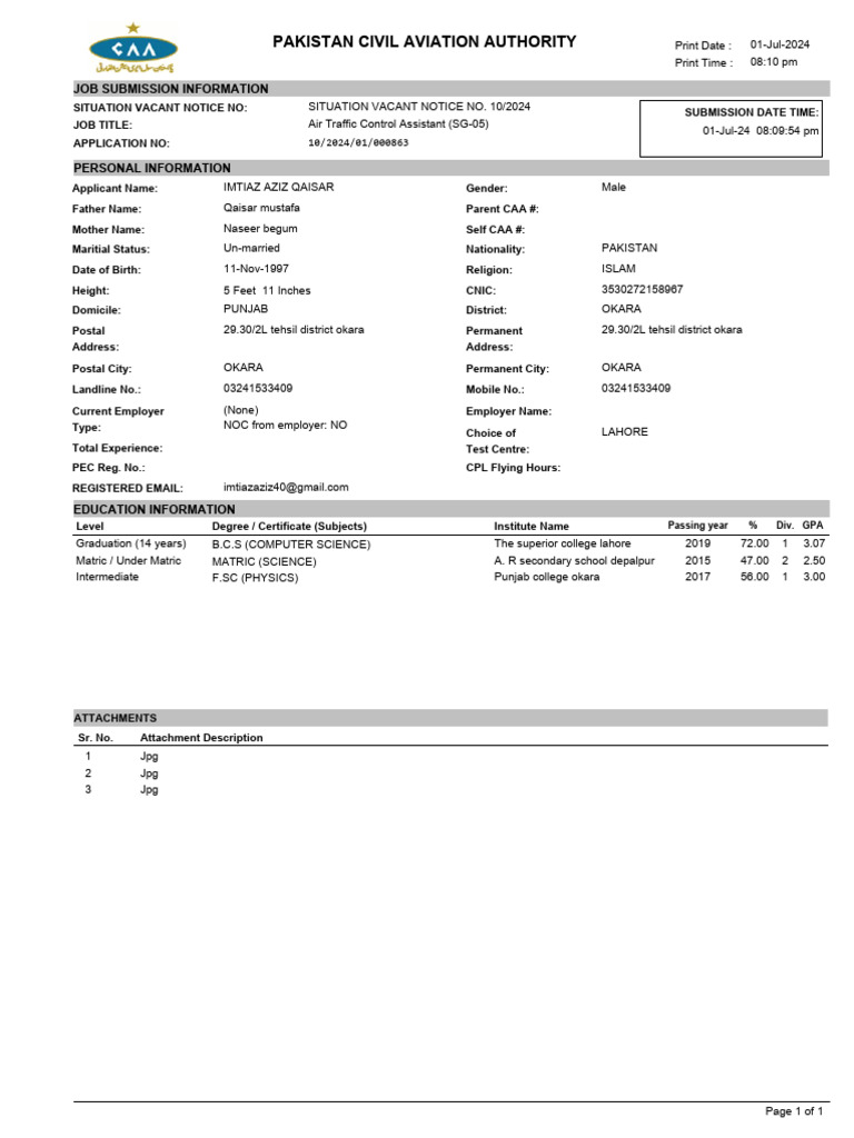 Job Application 10-2024-01-000863 010724201007 | PDF