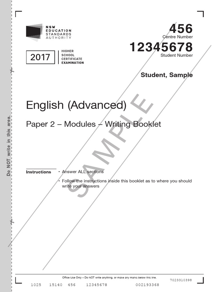 english-advanced-hsc-paper-2-sample-writing-booklet | Download Free PDF ...