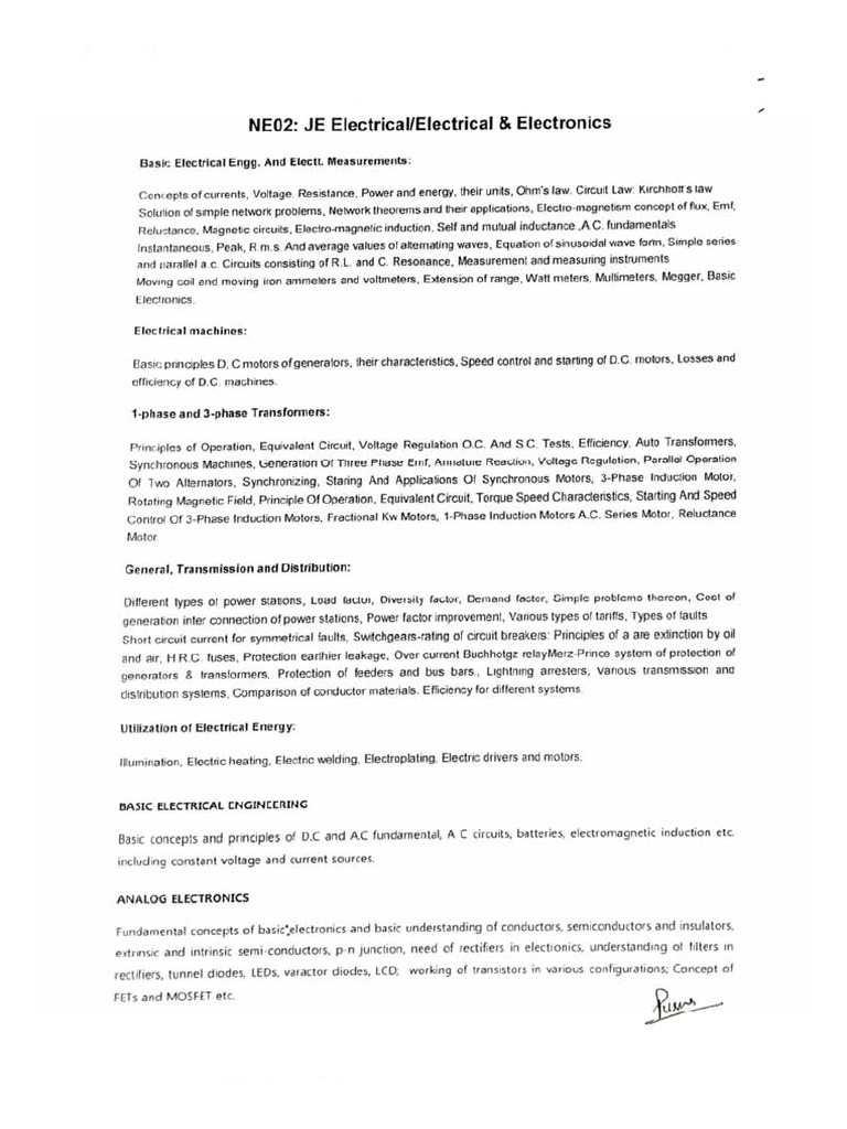 Ne01 Je Electrical | PDF