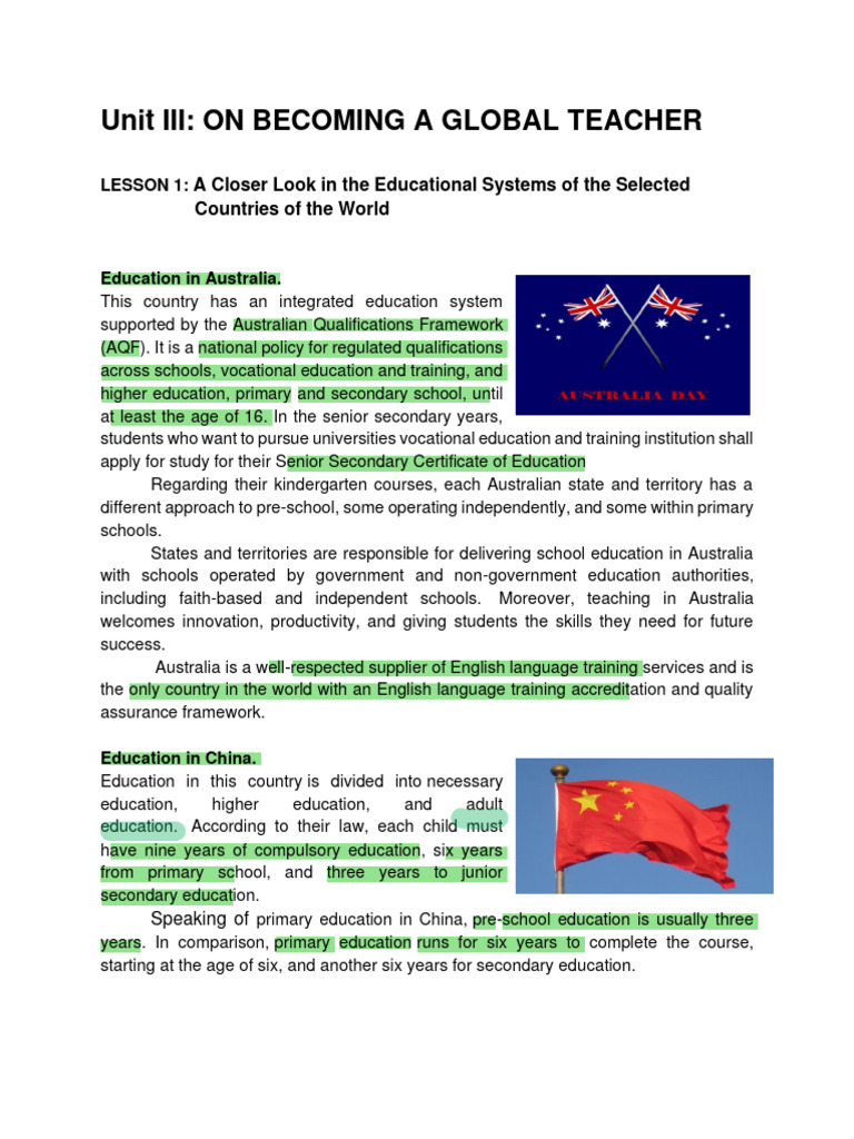 Global Education Systems Overview | PDF | Middle Schools | Students