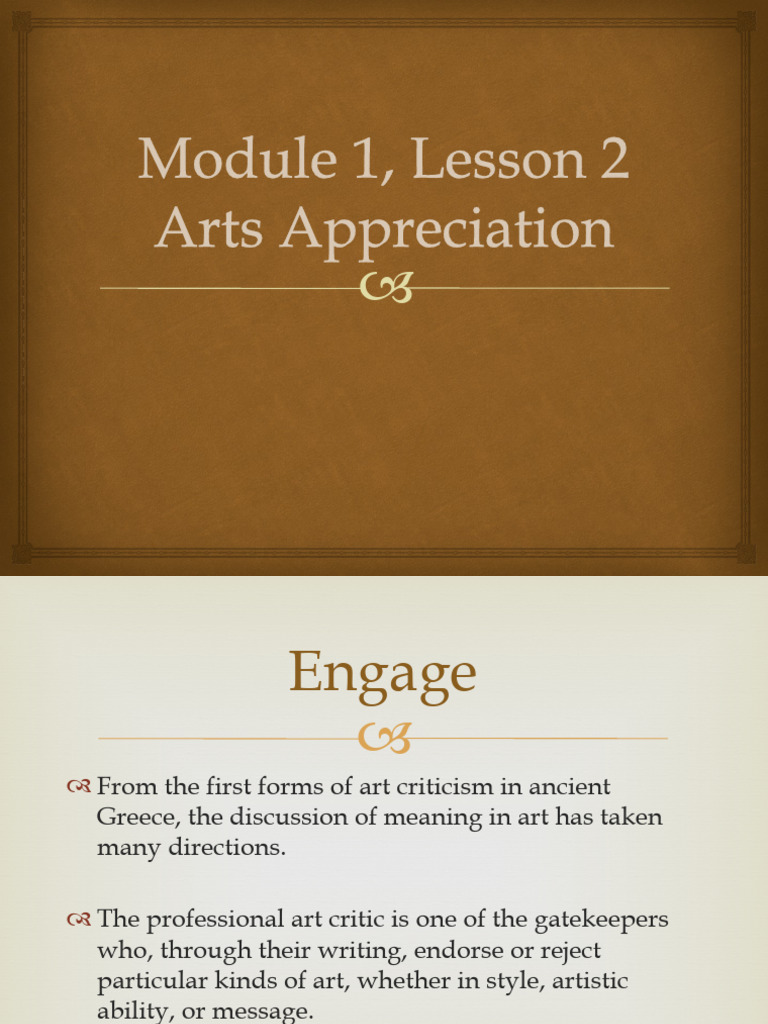 Module 1, Lesson 2 Arts Appreciation | PDF | Idea | Reality