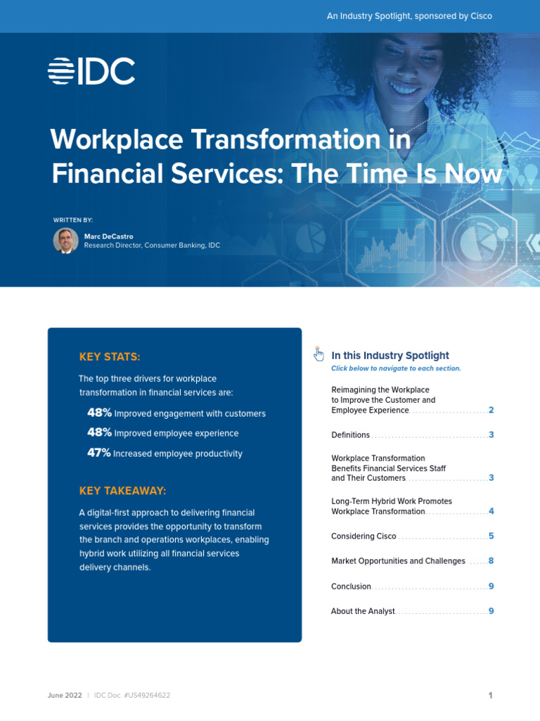 Idc Spotlight Workplace Transformation in Fsi The Time Is Now | PDF | Computer Security | Security
