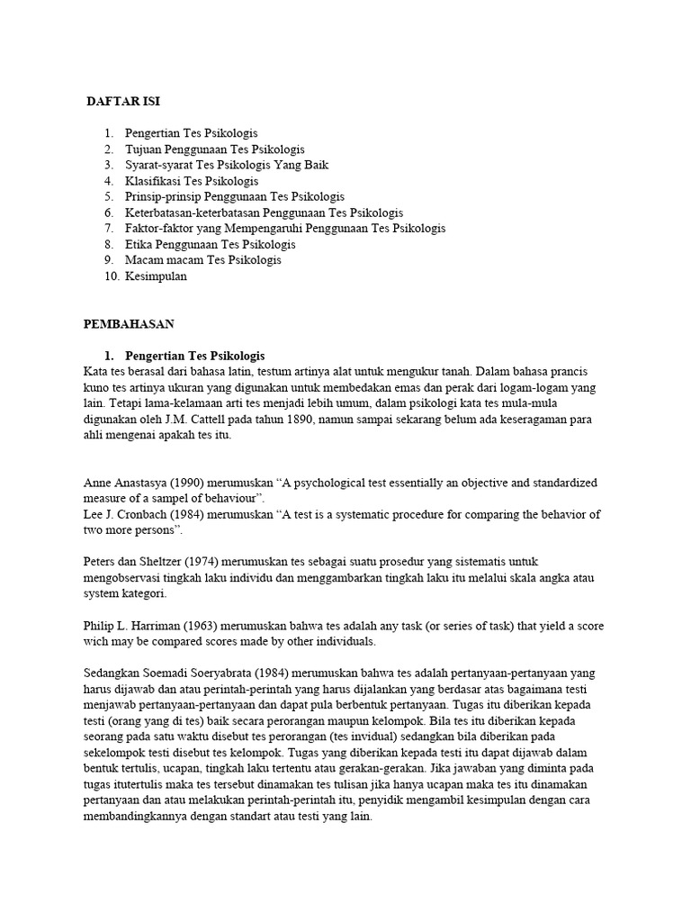 Alat-Alat Tes Psikologi | PDF