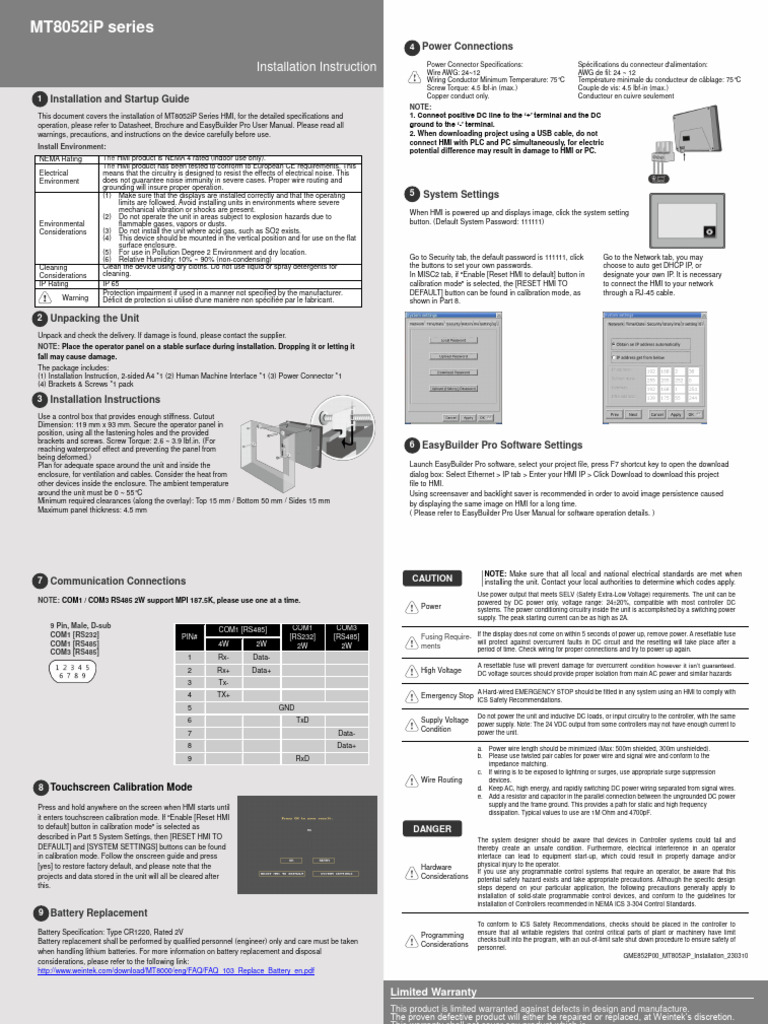 MT8052iP HMI Installation Guide | PDF | Fuse (Electrical) | Computer ...