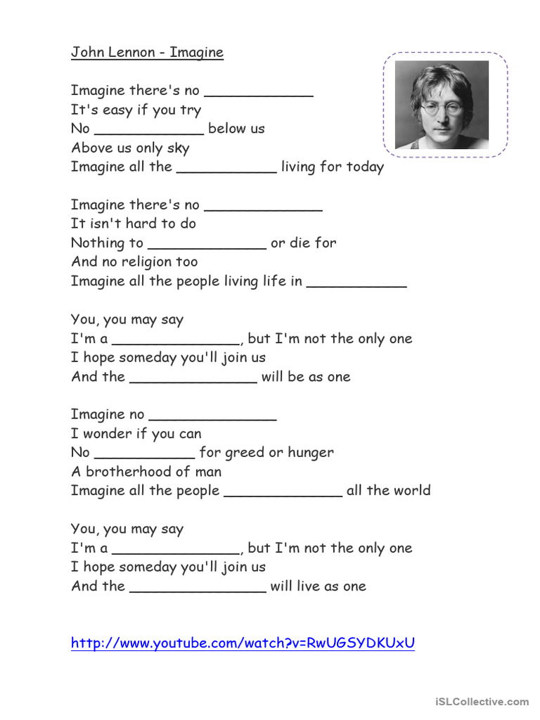 Song - IMAGINE - John Lennon | PDF | Self-Improvement