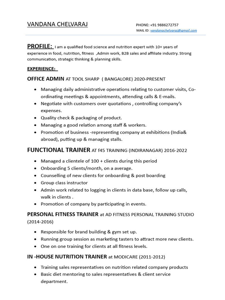 Vandana CV | PDF | Business