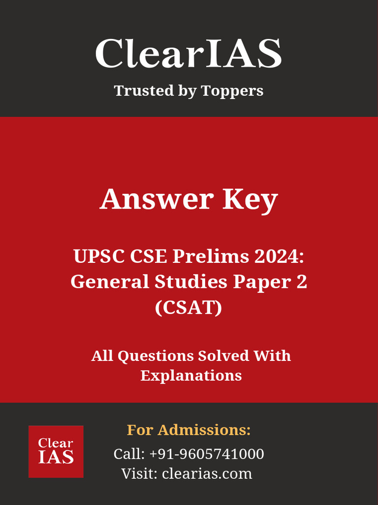 UPSC Prelims 2024 CSAT Answer Key ClearIAS V3 | PDF | Social Media ...