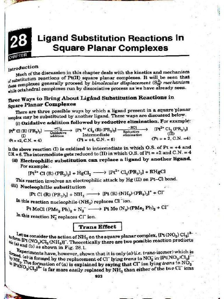 Ligand Substitution in Square Planar Complexes | PDF