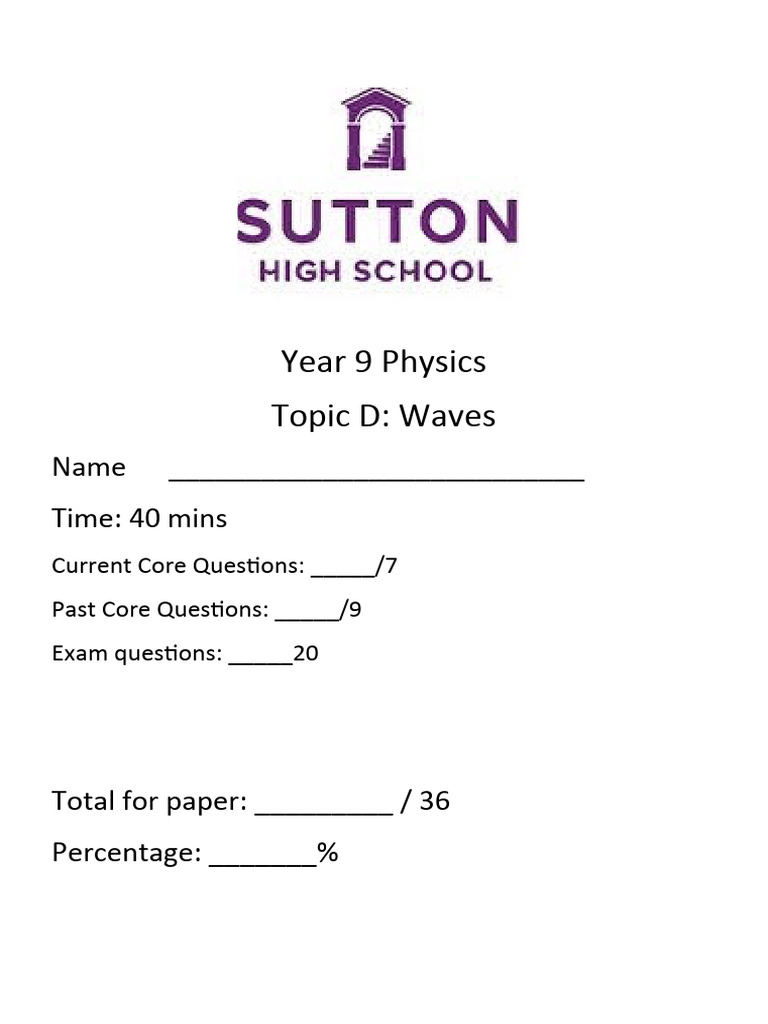 Year 9 Physics: Waves Exam Prep | PDF | Waves | Electromagnetic Radiation