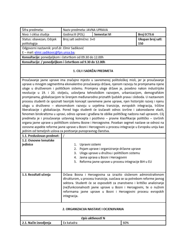 Prof - Dr. Elmir Sadiković JAVNA UPRAVA | PDF