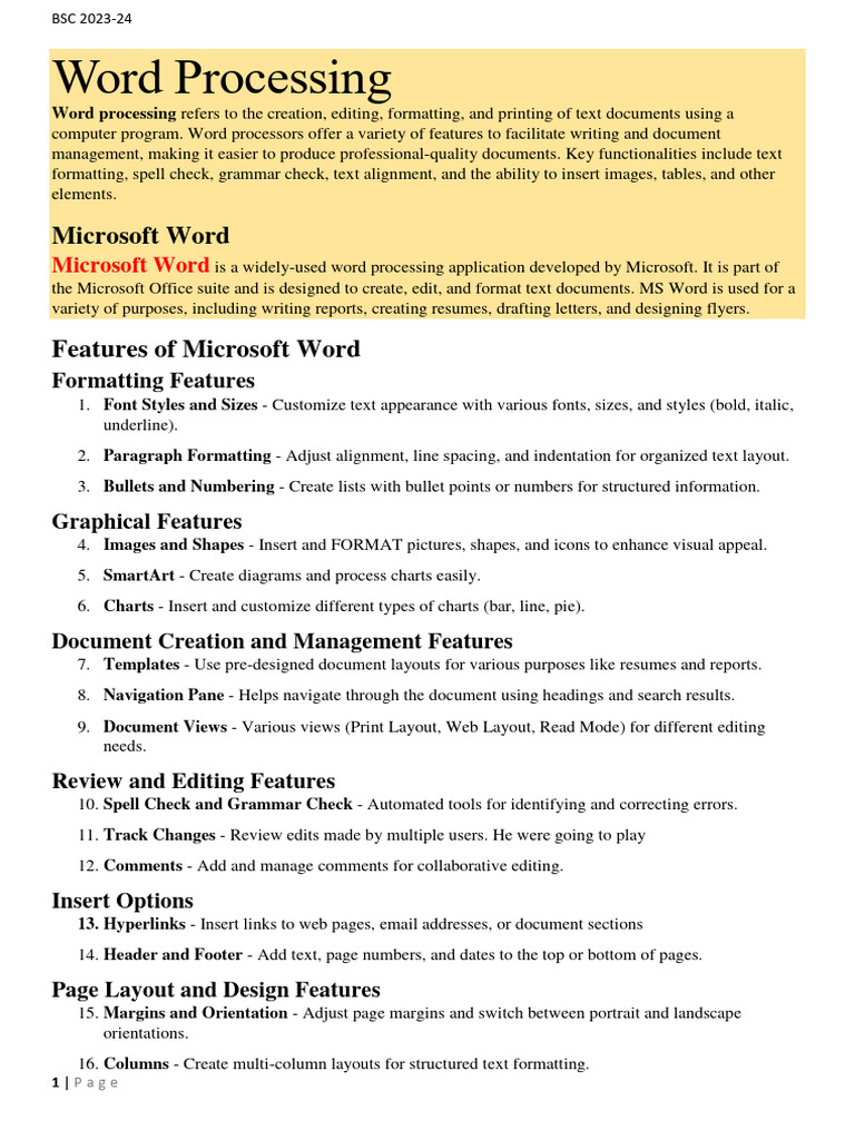 #4 Word Processing | PDF | Microsoft Word | Page Layout