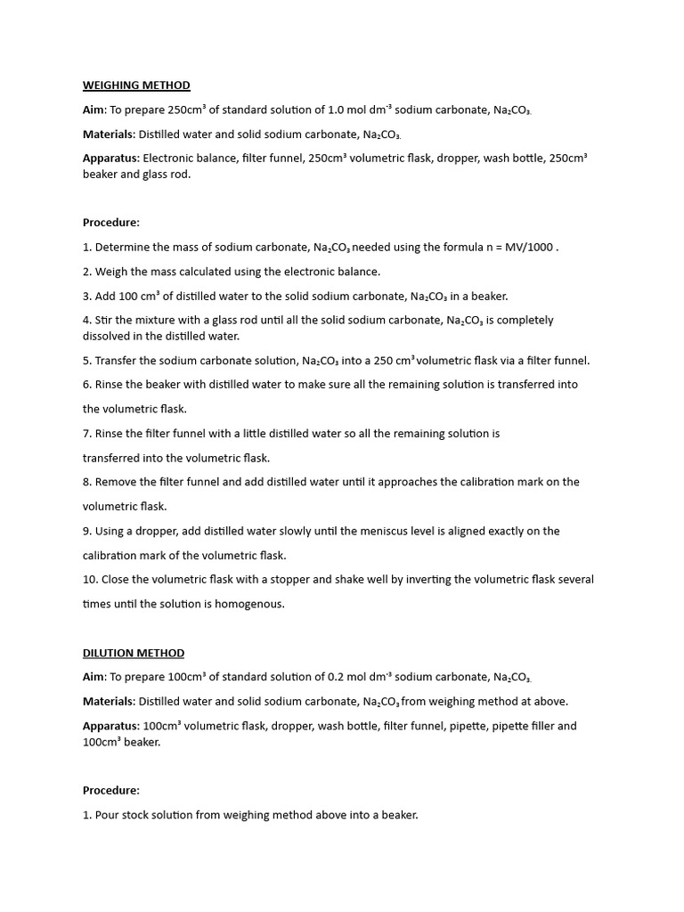 Standard Solution Chemistry | PDF | Cooking, Food & Wine