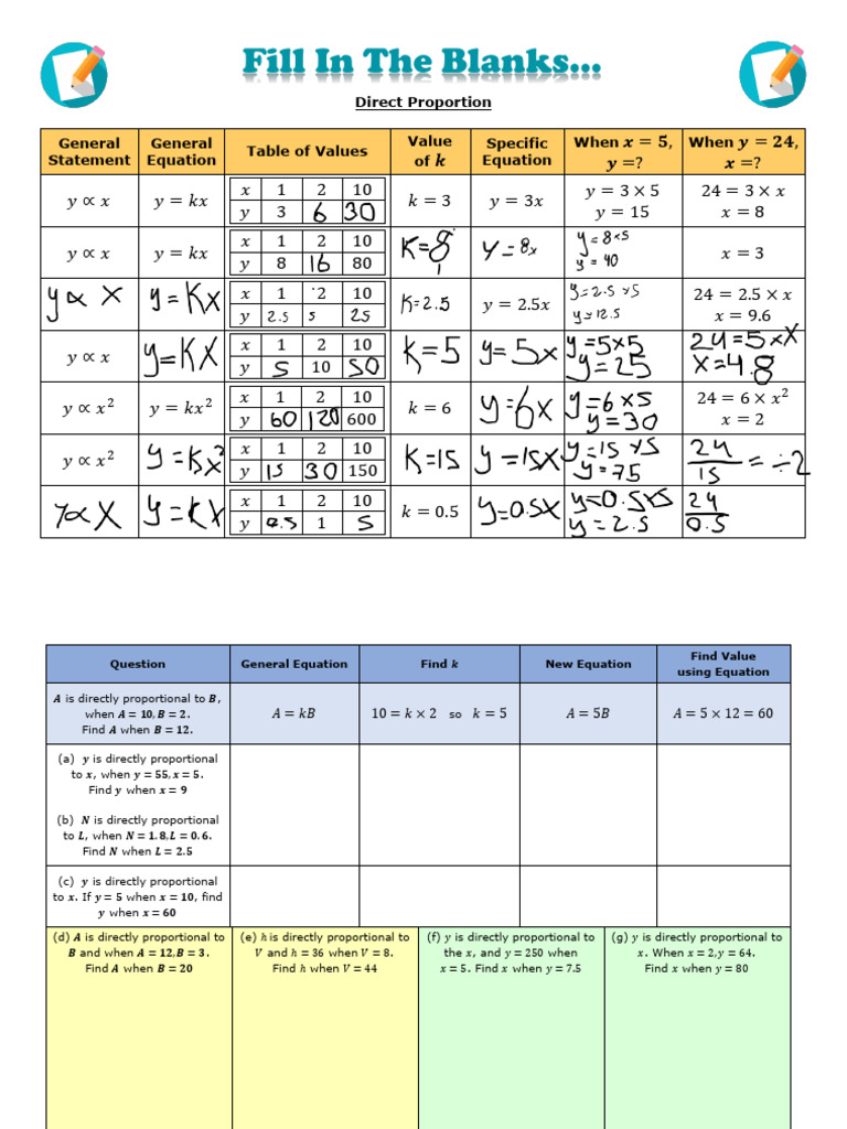 3. Direct proportion_Tables_Algebra | Download Free PDF | Mathematics ...