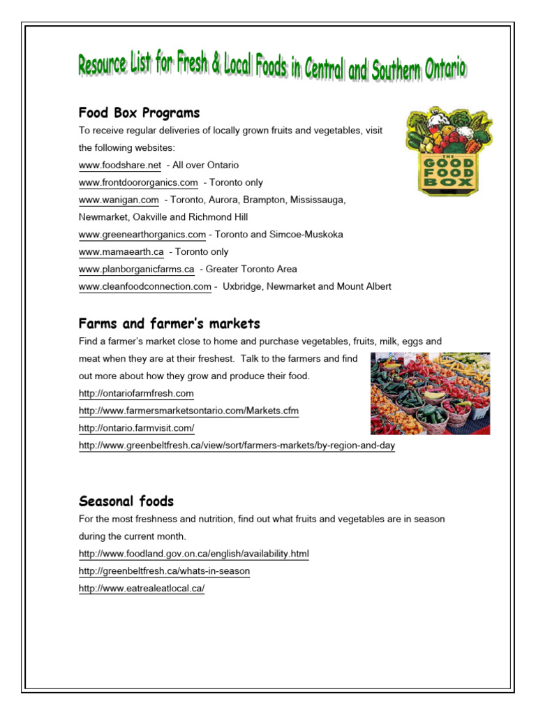 Ontario Local Food Resources Guide | PDF | Foods | Farms