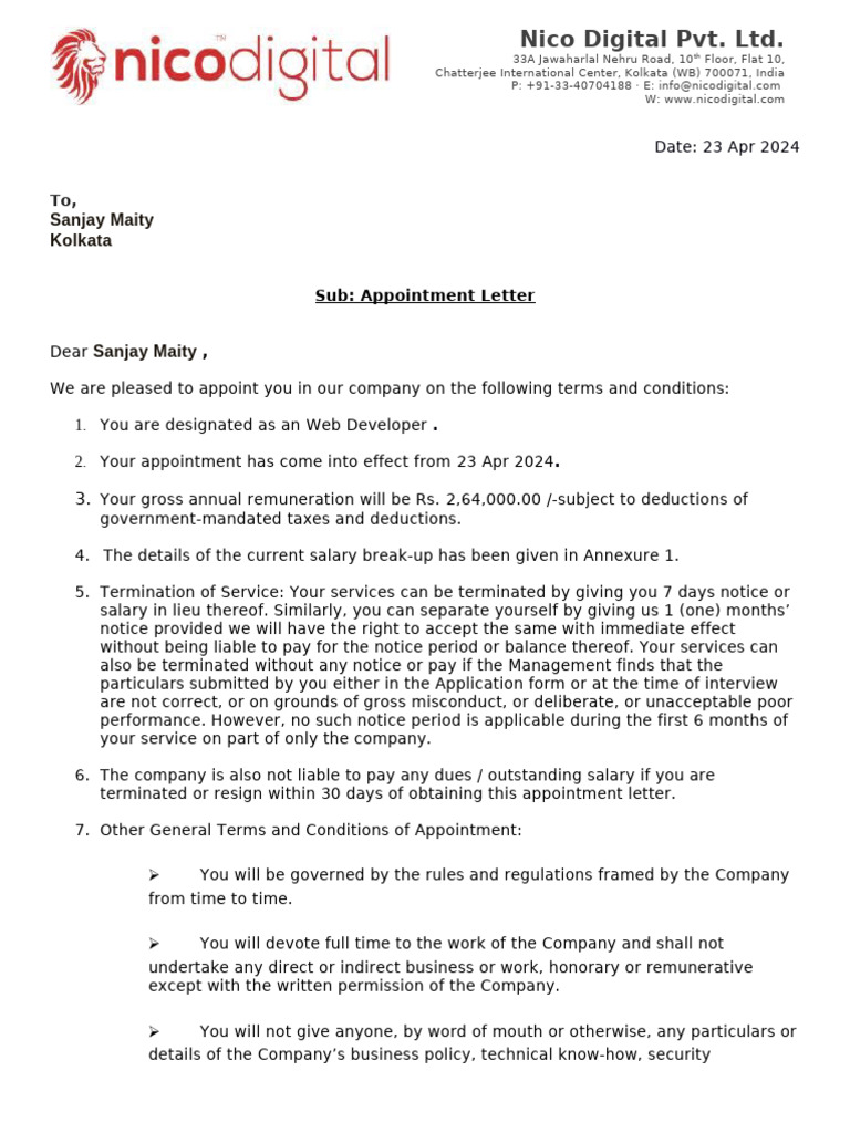 Letter-Appointment Letter-14 May 2024 | Download Free PDF | Government ...