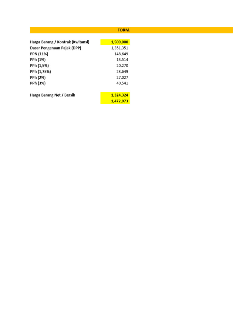 File Latihan - Hitung PPN 11% Dan PPH Di Excel | PDF