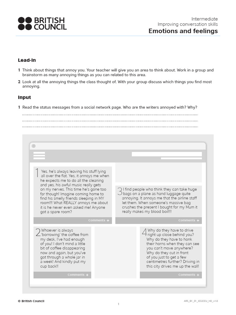 Emotions and Feelings Handout | PDF