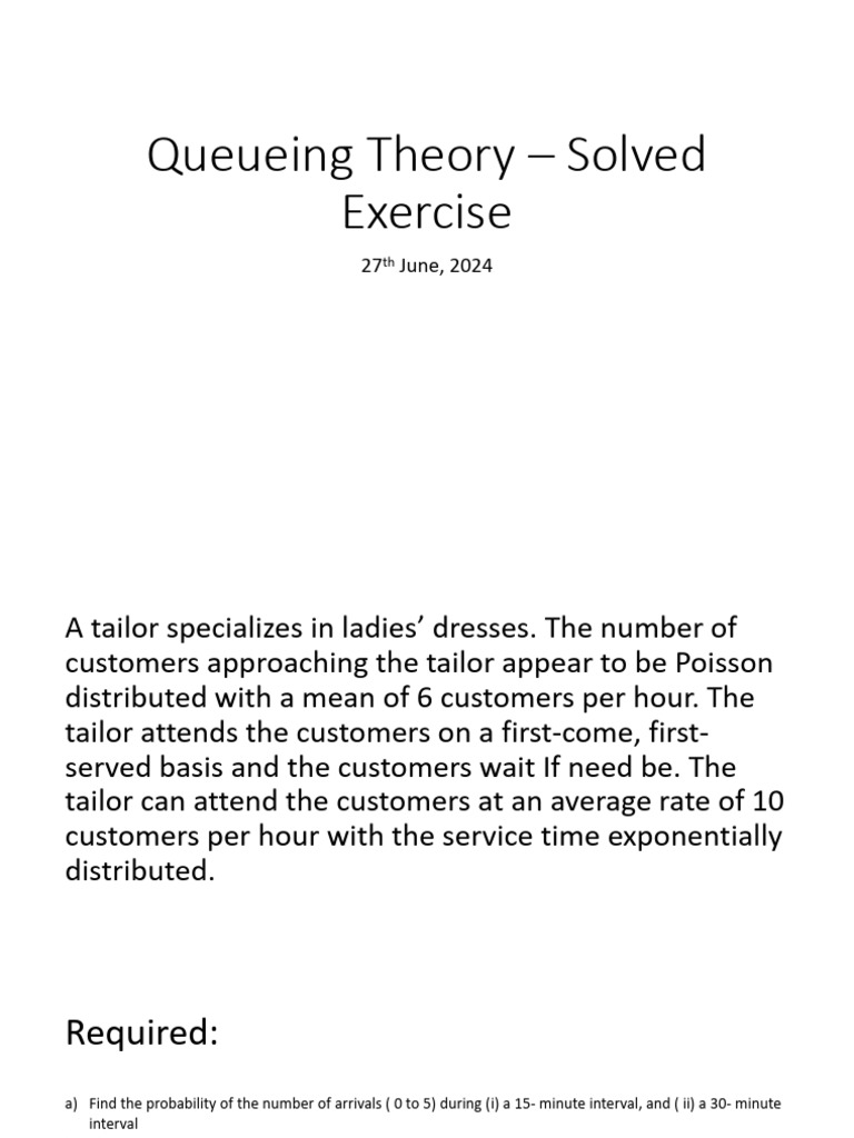 Queueing Theory - Solved Exercise - June - 27 | PDF | Probability | Mathematics