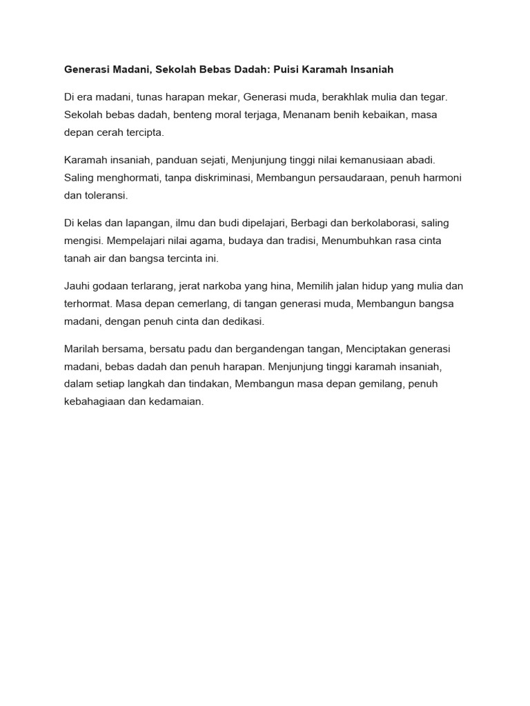 Sekolah Bebas Dadah: Generasi Madani | PDF | Ilmu Sosial