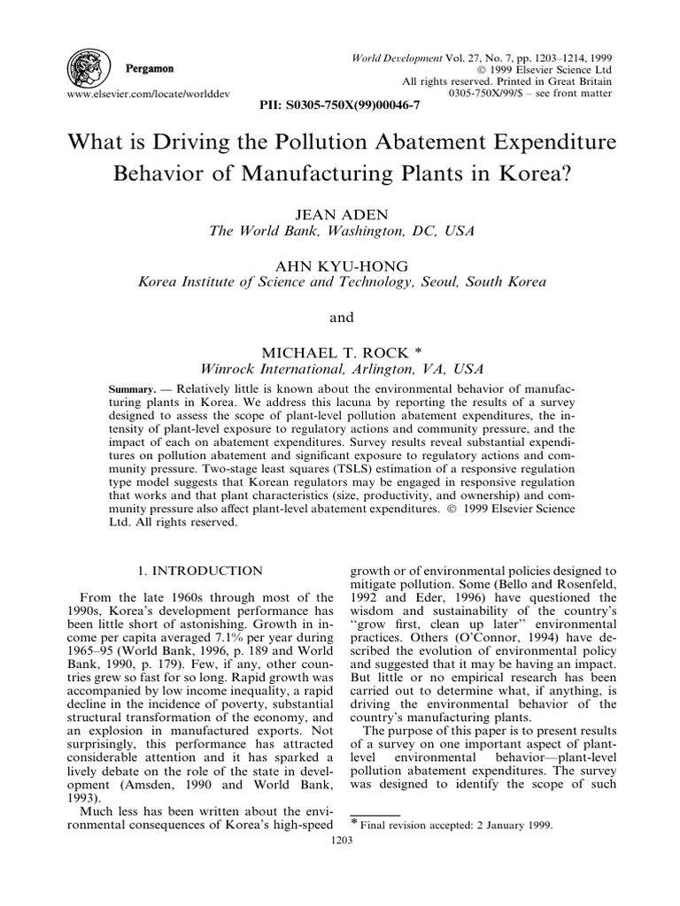 What Is Driving The Pollution Abatement | PDF | Environmental Law | Air ...