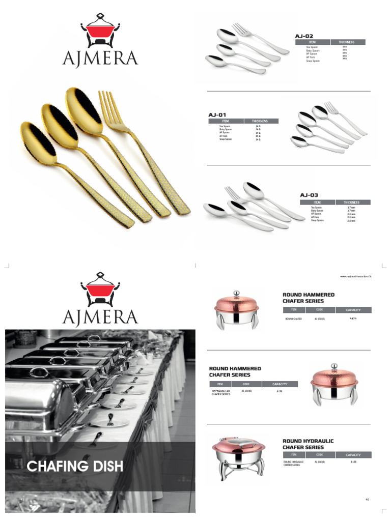 Ajmera Chafing Dish | PDF | Spoon | Tableware