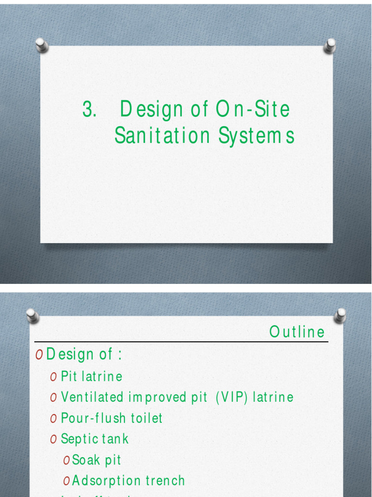 On-Site Sanitation System Design Guide | PDF | Septic Tank | Water And ...