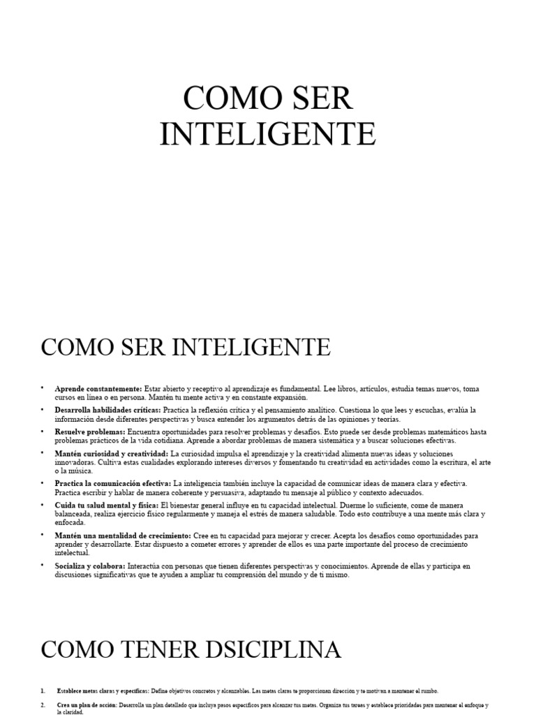 Como Ser Inteligente | PDF | Aprendizaje | Inteligencia