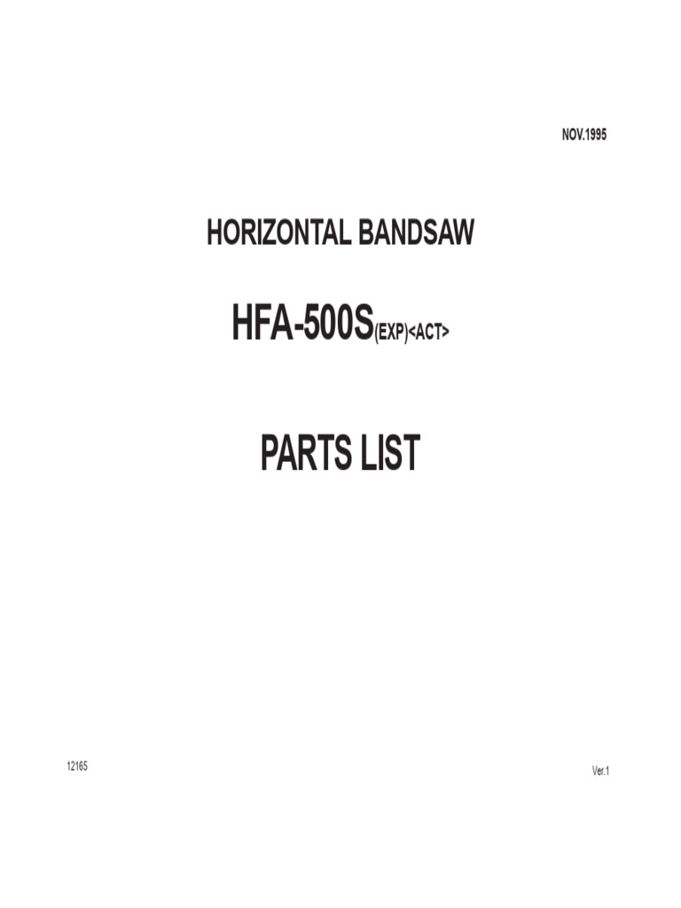 Amada HFA500S Parts Manual | PDF | Screw | Mechanical Engineering
