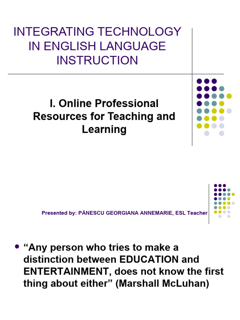 Technology Integration in ESL Teaching | PDF | Project Based Learning ...