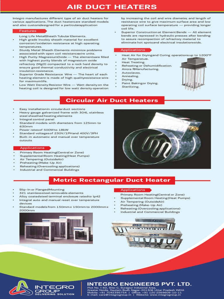 Air Duct Heaters - Integro Engineers PVT LTD | PDF | Duct (Flow ...