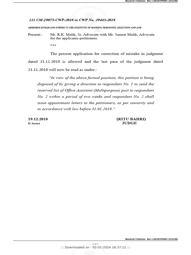 CM 19075-CWP 2018 19 12 2018 Final Order | PDF