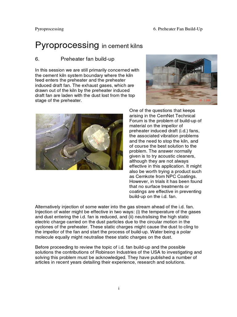 Pyro 6. Preheater Fan Build-Up | PDF | Gases | Dust