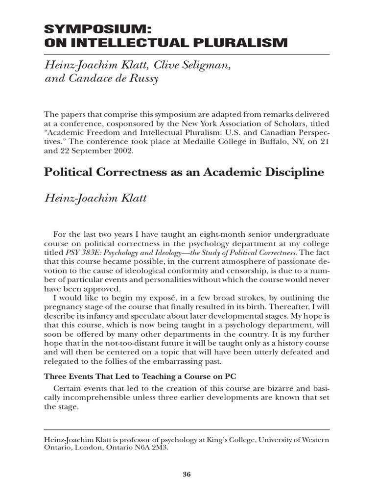 Political Correctness As An Academic Discipline | PDF | Feminism ...