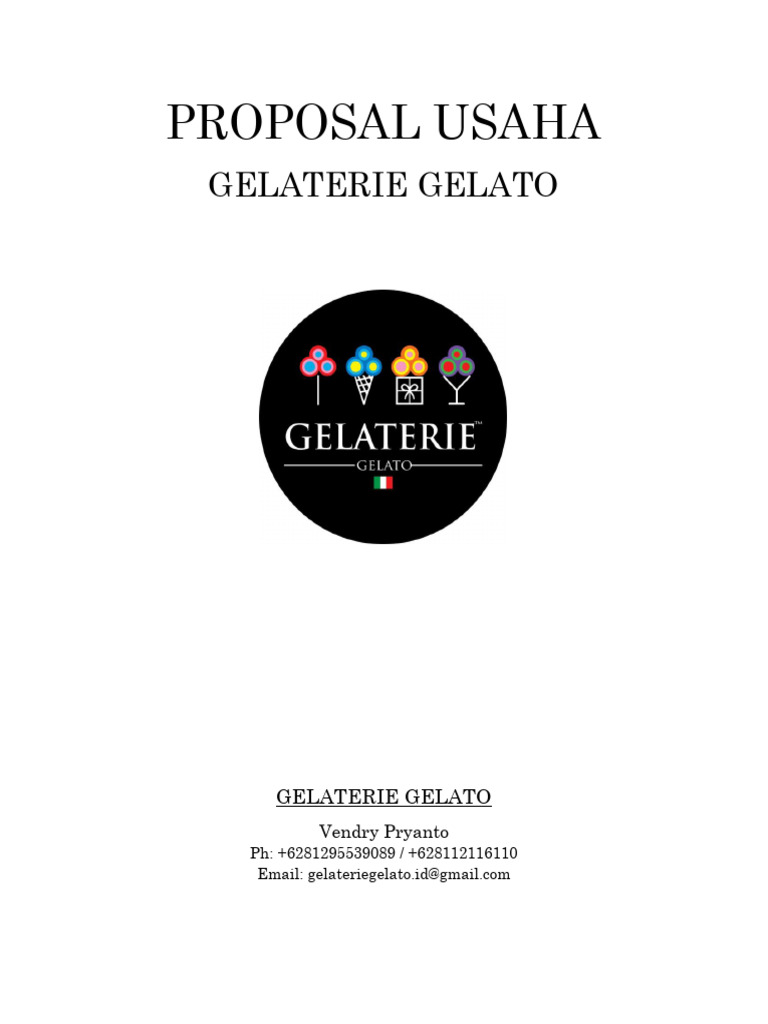 Proposal Gelaterie Gelato JKT | PDF