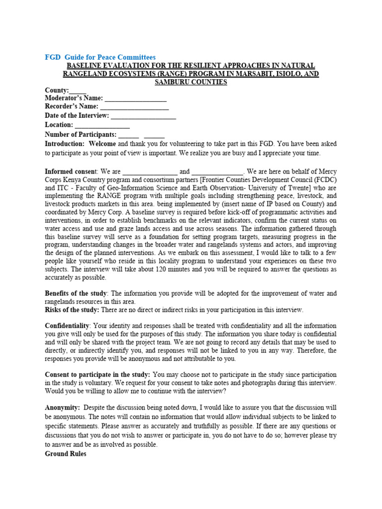 FGD Guide For Peace Committees | PDF