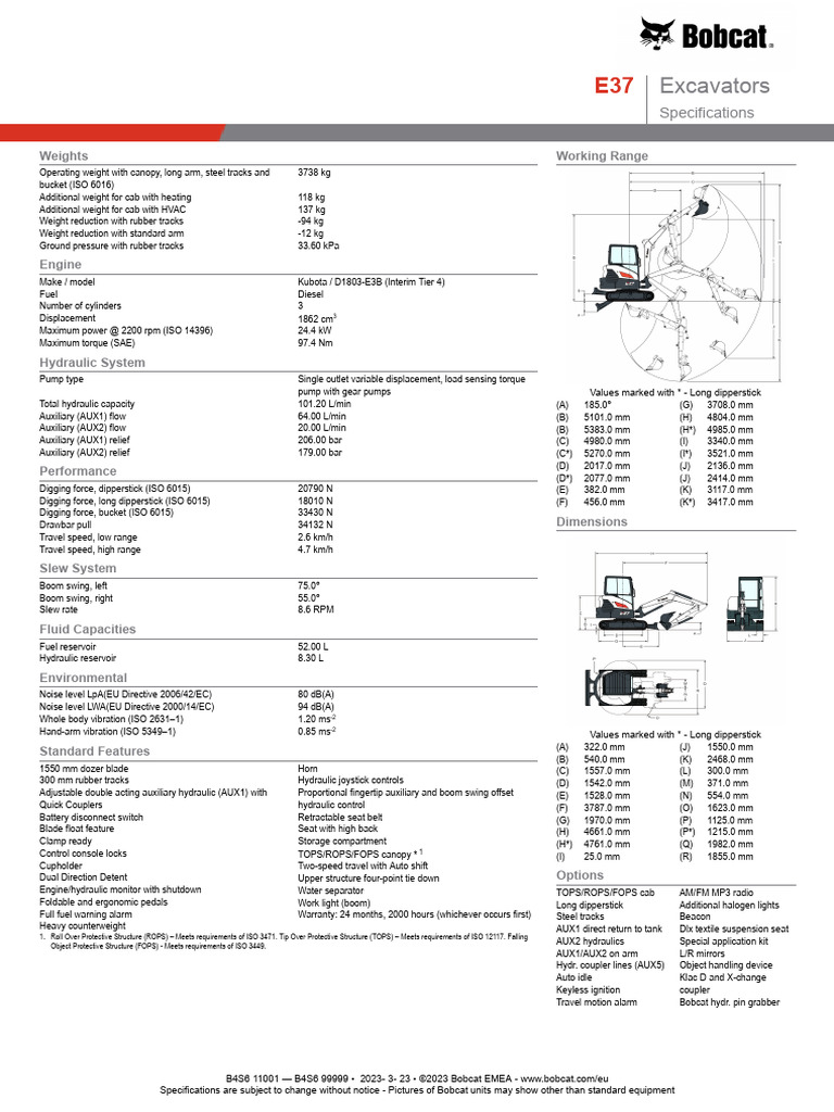 E37 Specs Sheet | PDF | Horsepower | Vehicles