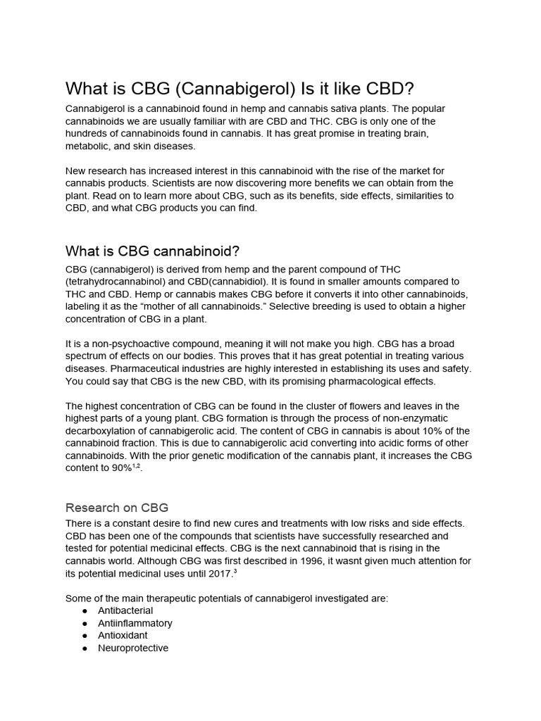 What Is CBG | PDF | Cannabis | Tetrahydrocannabinol