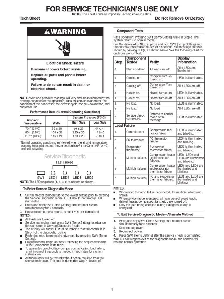 WSR57R18DM Service and Wiring Sheet - W10653921 - Rev D | PDF ...