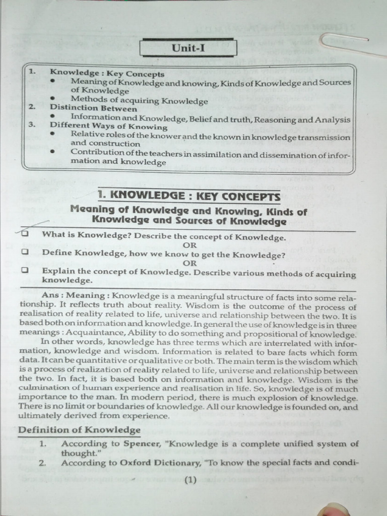 Unit 1 Imp Questions PPR 1 | PDF | Knowledge | Reason