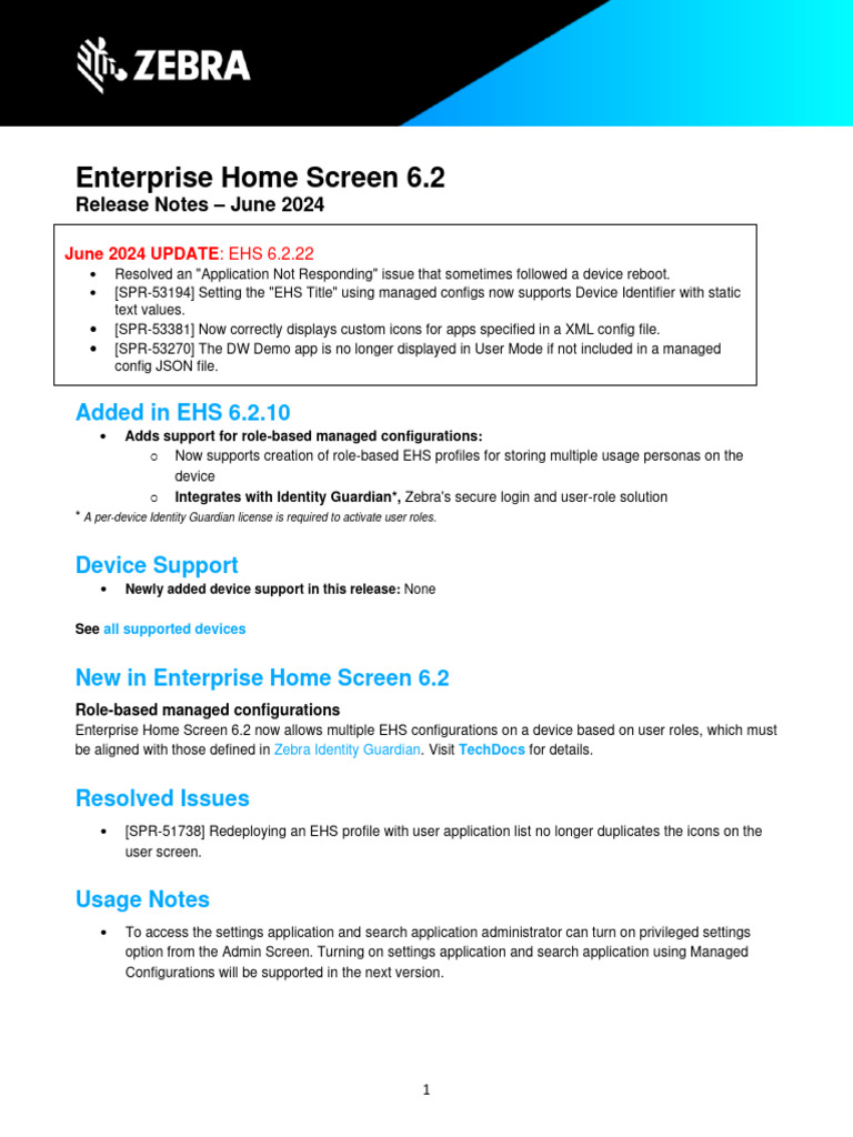 Release Notes Enterprise Home Screen 6.2.22 | PDF | Mobile App | Icon ...