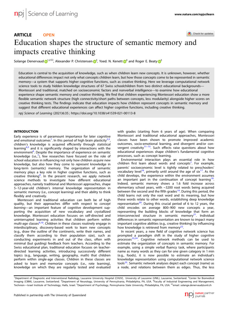 Education's Impact on Semantic Memory | PDF | Cognition | Learning