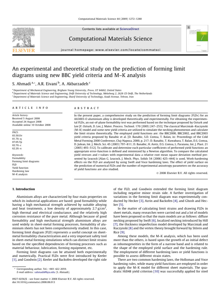 Ahmadi 2009 Computational-Materials-Science | PDF | Yield (Engineering) | Deformation (Engineering)