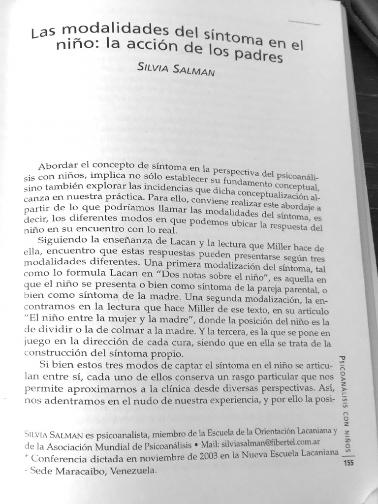 Las Modalidades Del Sintoma en El Niño. Salman | PDF