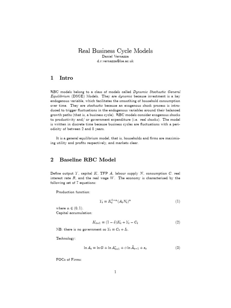 RBC Models | PDF | Economics | Economies