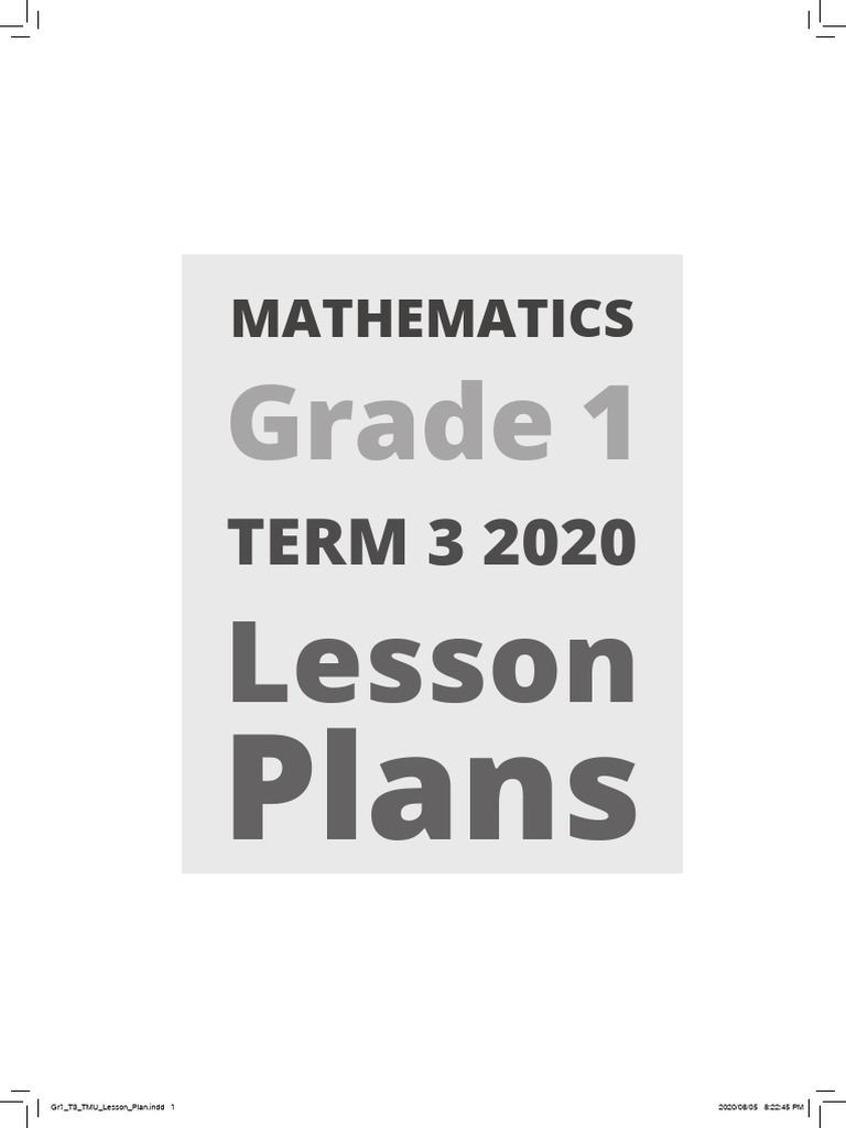 GR 1 Term 3 2020 TMU Maths Lesson Plan | PDF | Lesson Plan ...
