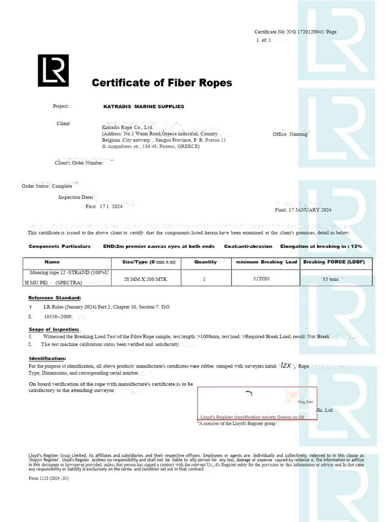 Certificate Rope 60mm 220mtr | PDF | Rope