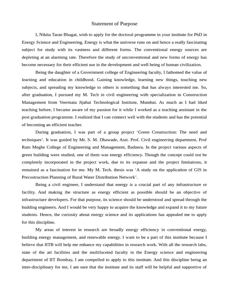 SOP For ESE | PDF | Science | Cognition