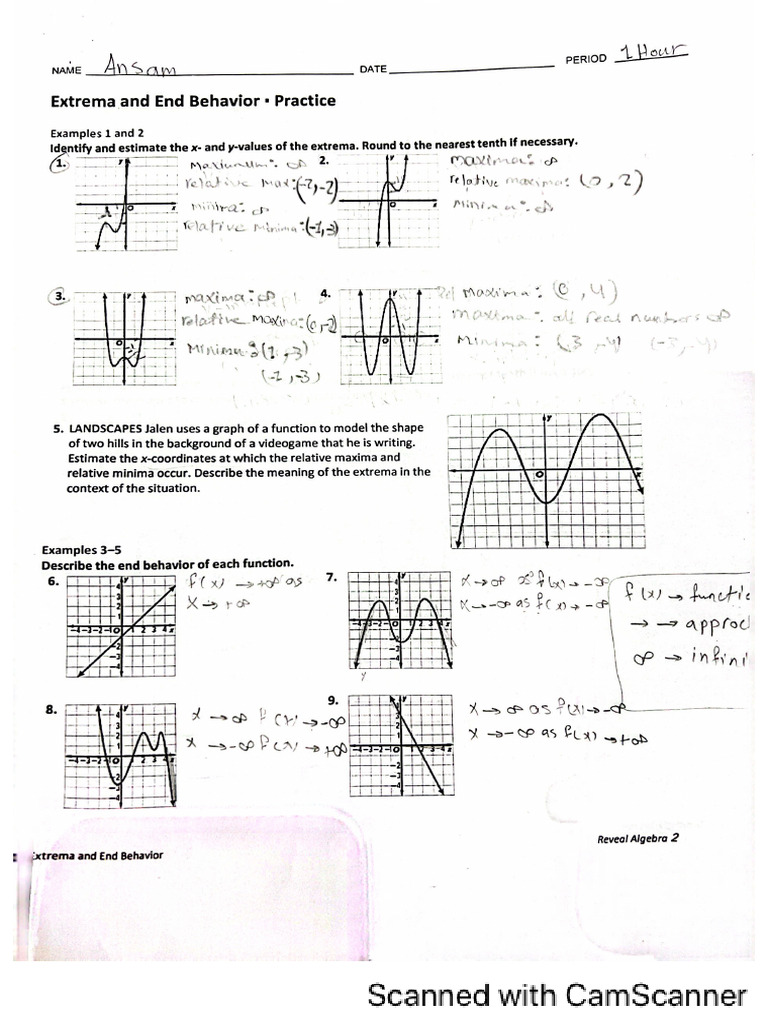 Correction of Extrema and End Behavior | PDF