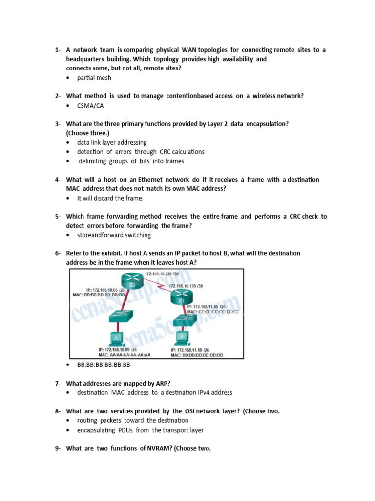 Exam Preparation 1 | PDF | I Pv6 | Computer Network
